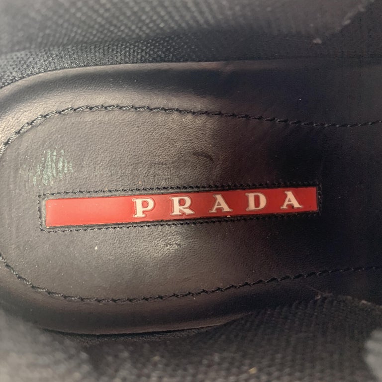 PRADA Size 9 Black and Navy Mesh and Leather Chunky Rubber Sole Sneaker ...