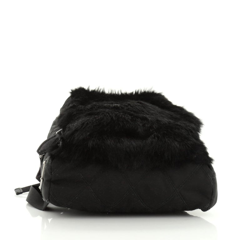 Prada Sling Backpack Fur with Quilted Tessuto at 1stDibs