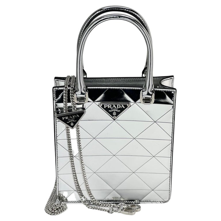 PRADA Small Metallic Leather Tote Bag For Sale at 1stDibs