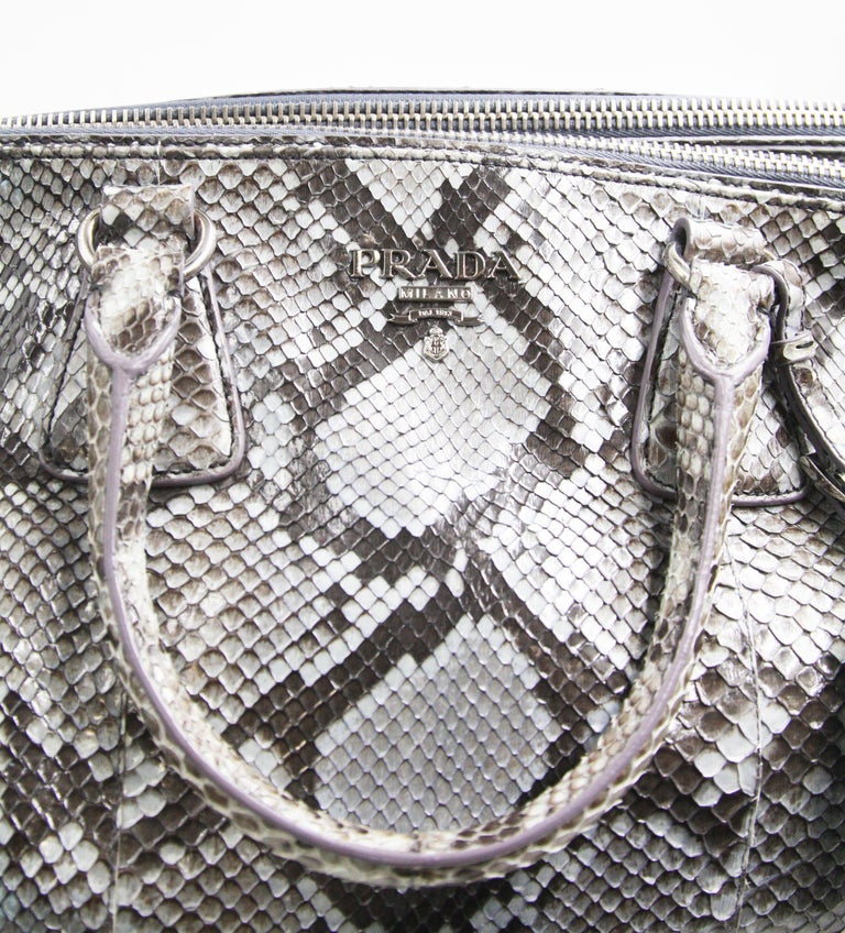 Prada Snake Skin Tote Python Large Neutral Shoulder Bag For Sale at 1stDibs