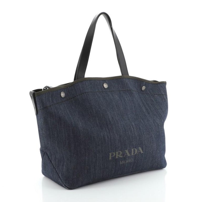Prada Snap Shopping Tote Denim Large at 1stDibs