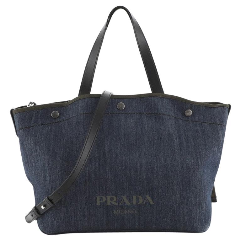 Prada Snap Shopping Tote Denim Large at 1stDibs