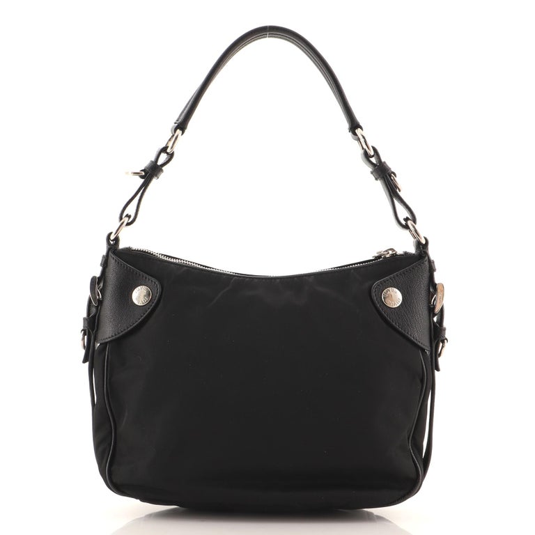 Prada Snap Zip Shoulder Bag Tessuto with Leather Medium For Sale at 1stDibs