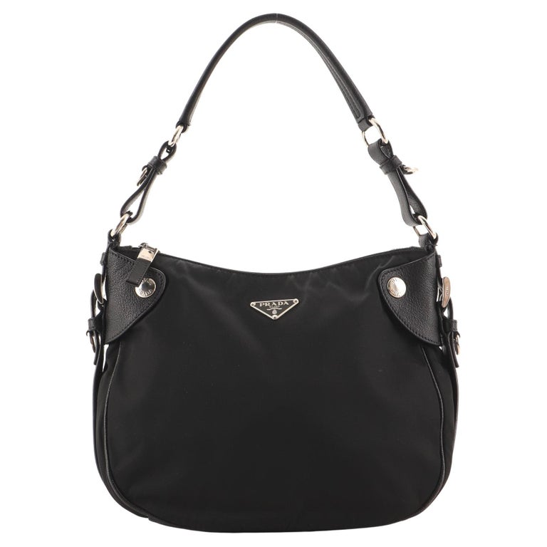 Prada Snap Zip Shoulder Bag Tessuto with Leather Medium For Sale at 1stDibs