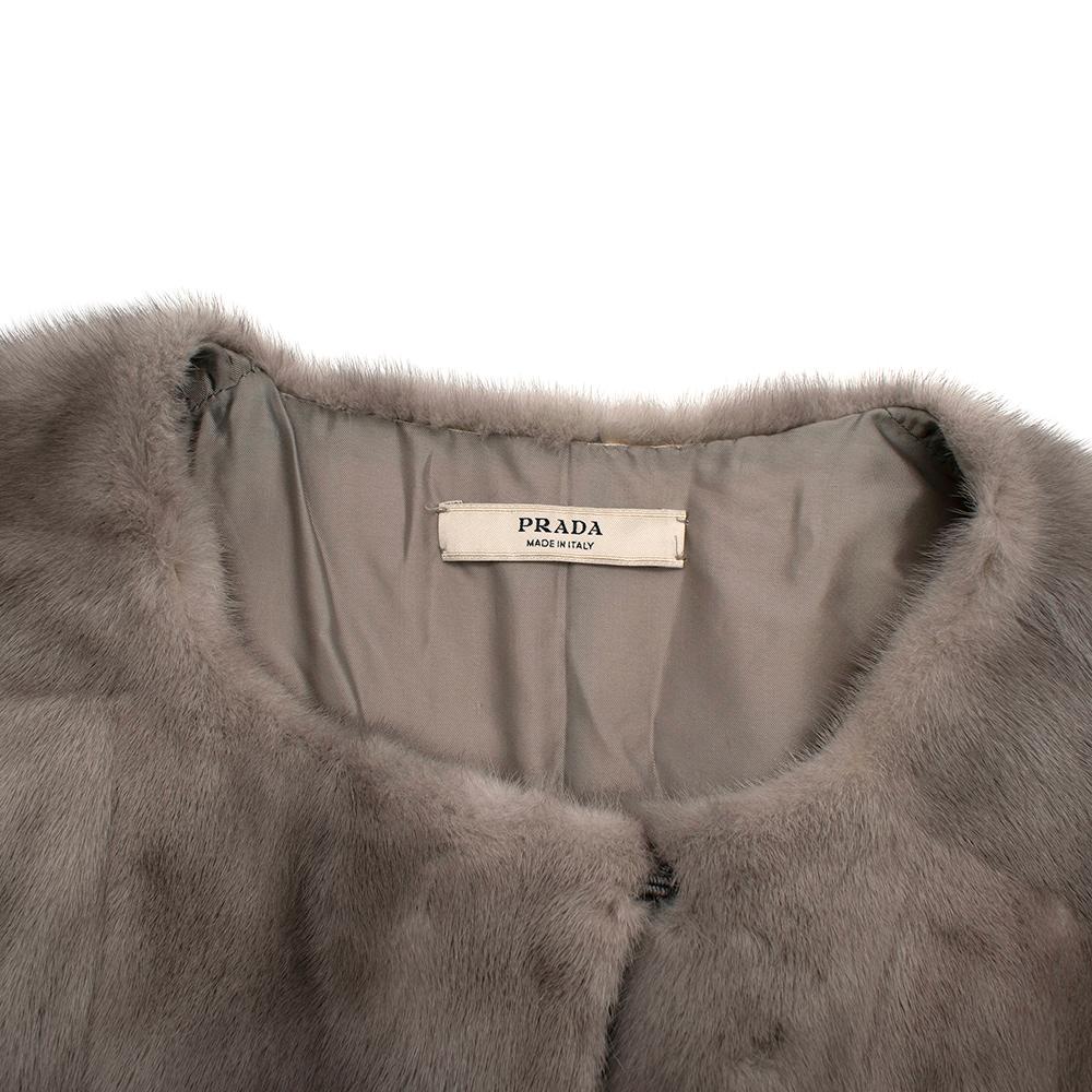 Prada Soft and lightweight grey mink Longline Coat - Size US 6 For Sale ...