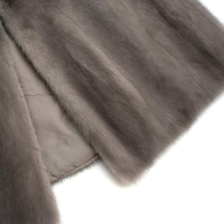 Prada Soft and lightweight grey mink Longline Coat - Size US 6 For Sale ...