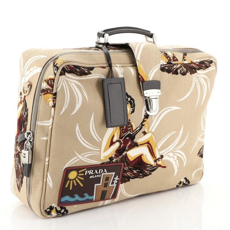 Prada Soft Trunk Bag Printed Canvas Large at 1stDibs | prada trunk bag
