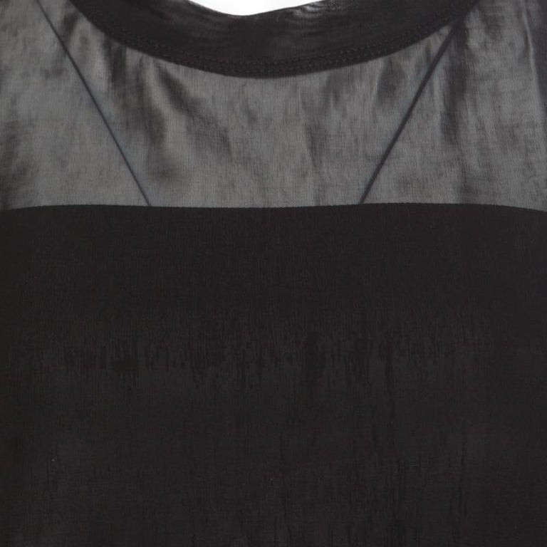 Prada Sport Black Knit Mesh Sheer Short Sleeve Top XS For Sale at ...