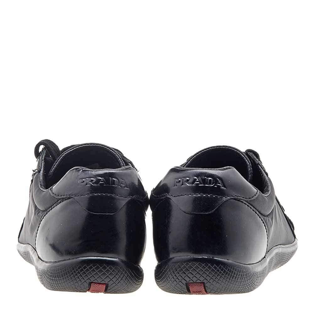Prada Sport Black Leather And Nylon Low Top Sneakers Size 39.5 For Sale ...