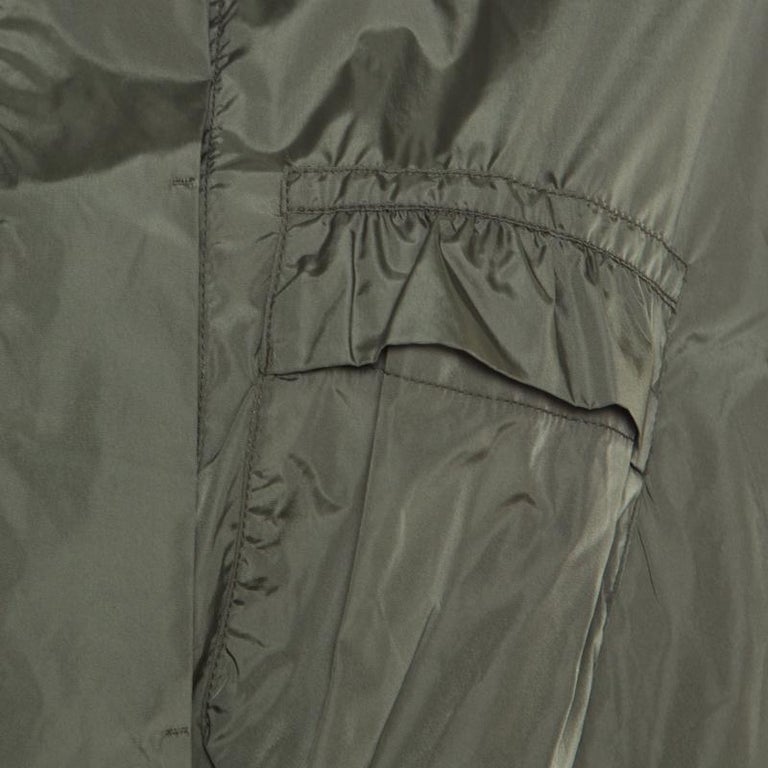 Prada Sport Olive Green Nylon Gathered Tie Detail Windcheater Jacket L ...