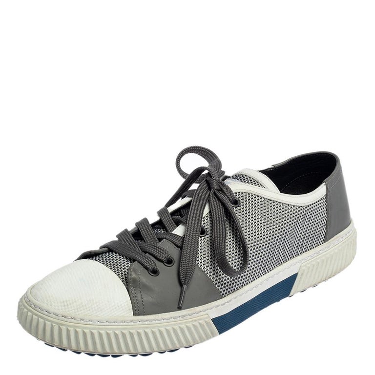 Prada Sport White/Grey Nylon Knit And Rubber Lace Up Sneakers Size 45.5 ...