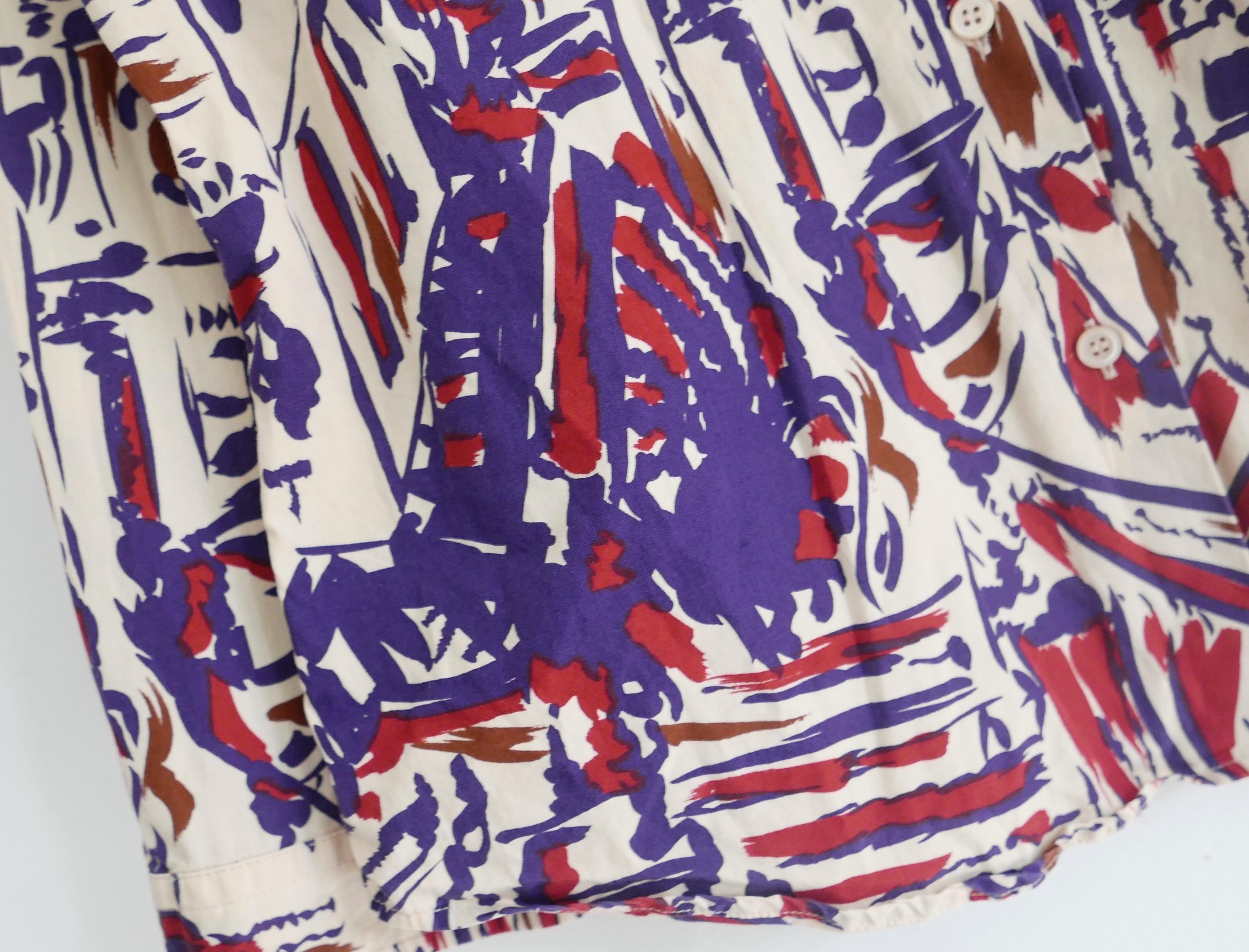 Prada Spring 2004 Mediterranean Print Shirt For Sale at 1stDibs