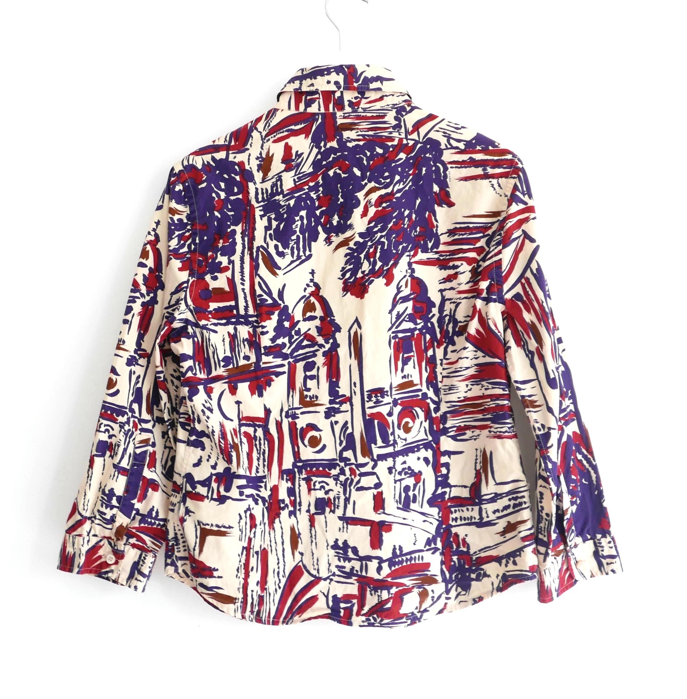 Prada Spring 2004 Mediterranean Print Shirt For Sale at 1stDibs
