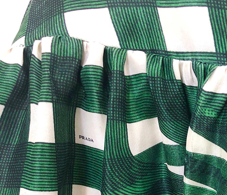 Prada Spring 2008 Runway Fairy Collection Green + White A - Line Skirt ...