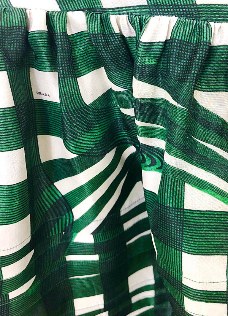 Prada Spring 2008 Runway Fairy Collection Green + White A - Line Skirt ...