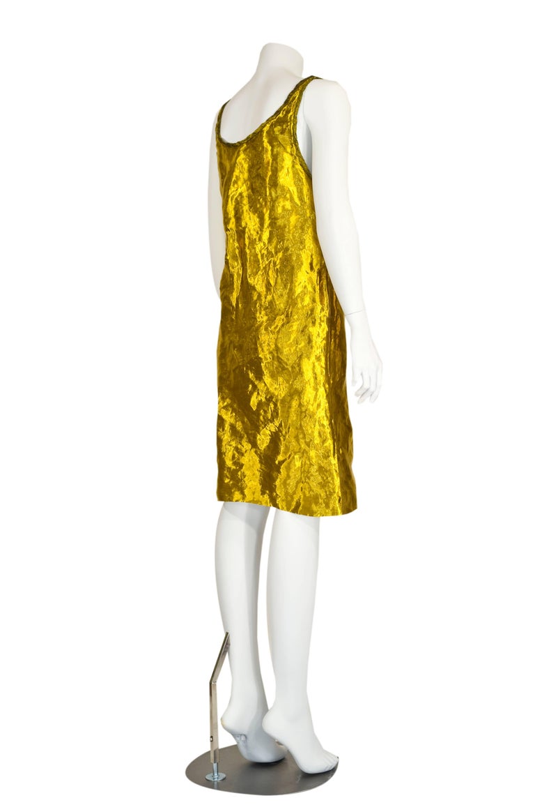 Prada Spring 2009 Gold Metal and Silk Sleeveless Cocktail Dress Runway ...