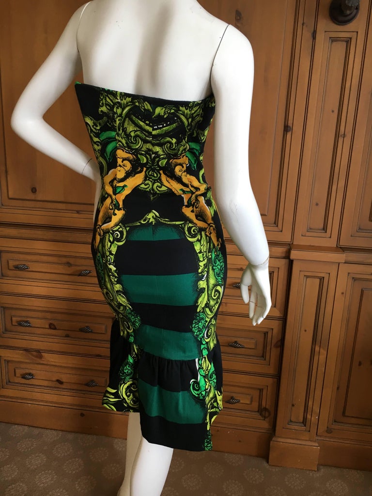 Prada Spring 2011 Baroque Stripe Cherub Strapless Dress For Sale at 1stDibs