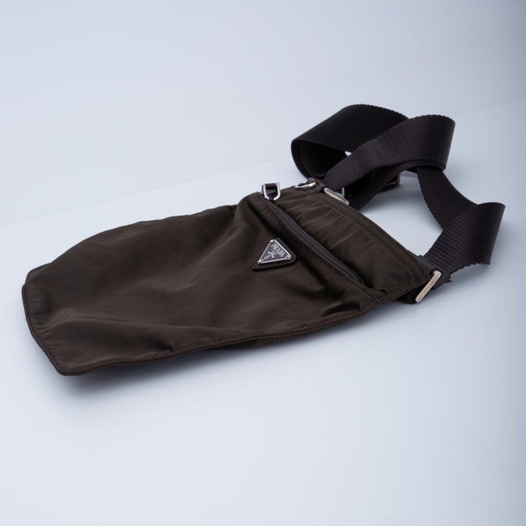 Prada Square Nylon Dark Green Crossbody Bag For Sale at 1stDibs