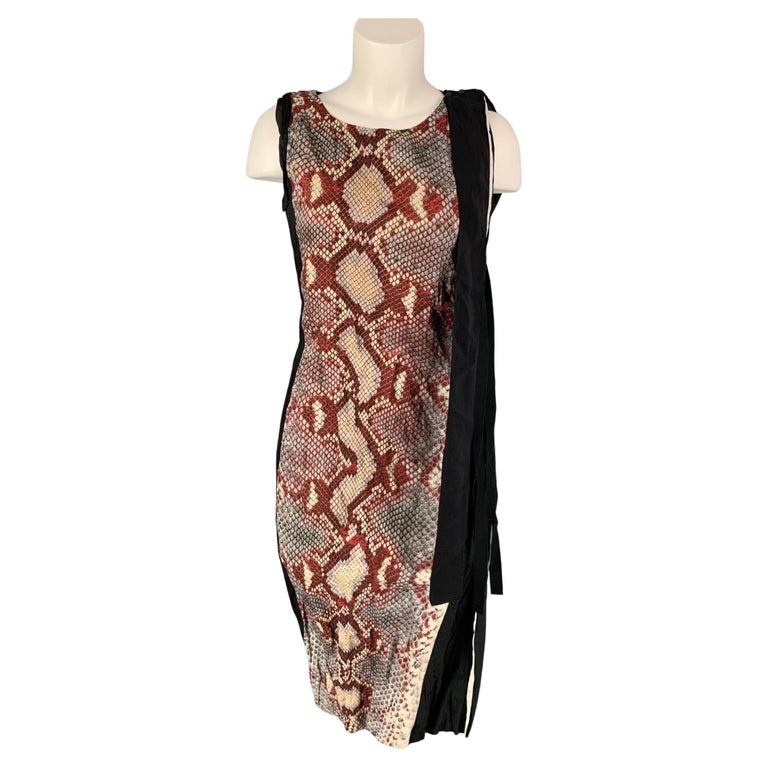 PRADA SS 09 Size 4 Burgundy Black Snake Skin Print Dress at 1stDibs