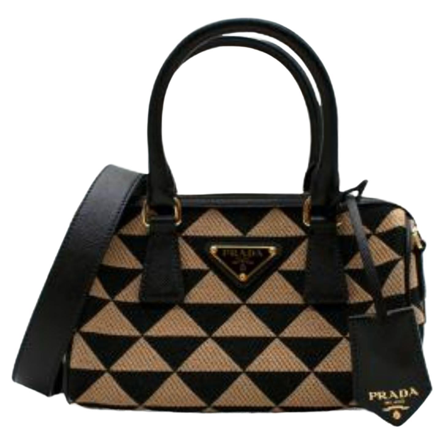 Prada Symbole Embroidered Fabric Top-Handle Bag at 1stDibs | prada ...