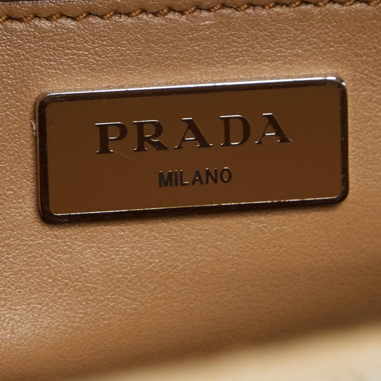 Prada Tan Leather Twin Pocket Double Handle Tote For Sale at 1stDibs