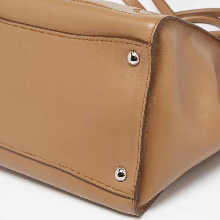 Prada Tan Leather Twin Pocket Double Handle Tote For Sale at 1stDibs