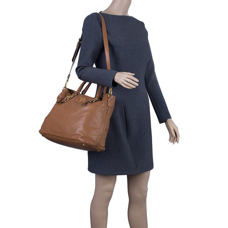 Prada Tan Soft Calf Leather Tote at 1stDibs