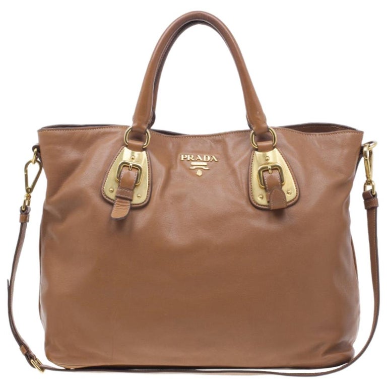 Prada Tan Soft Calf Leather Tote at 1stDibs