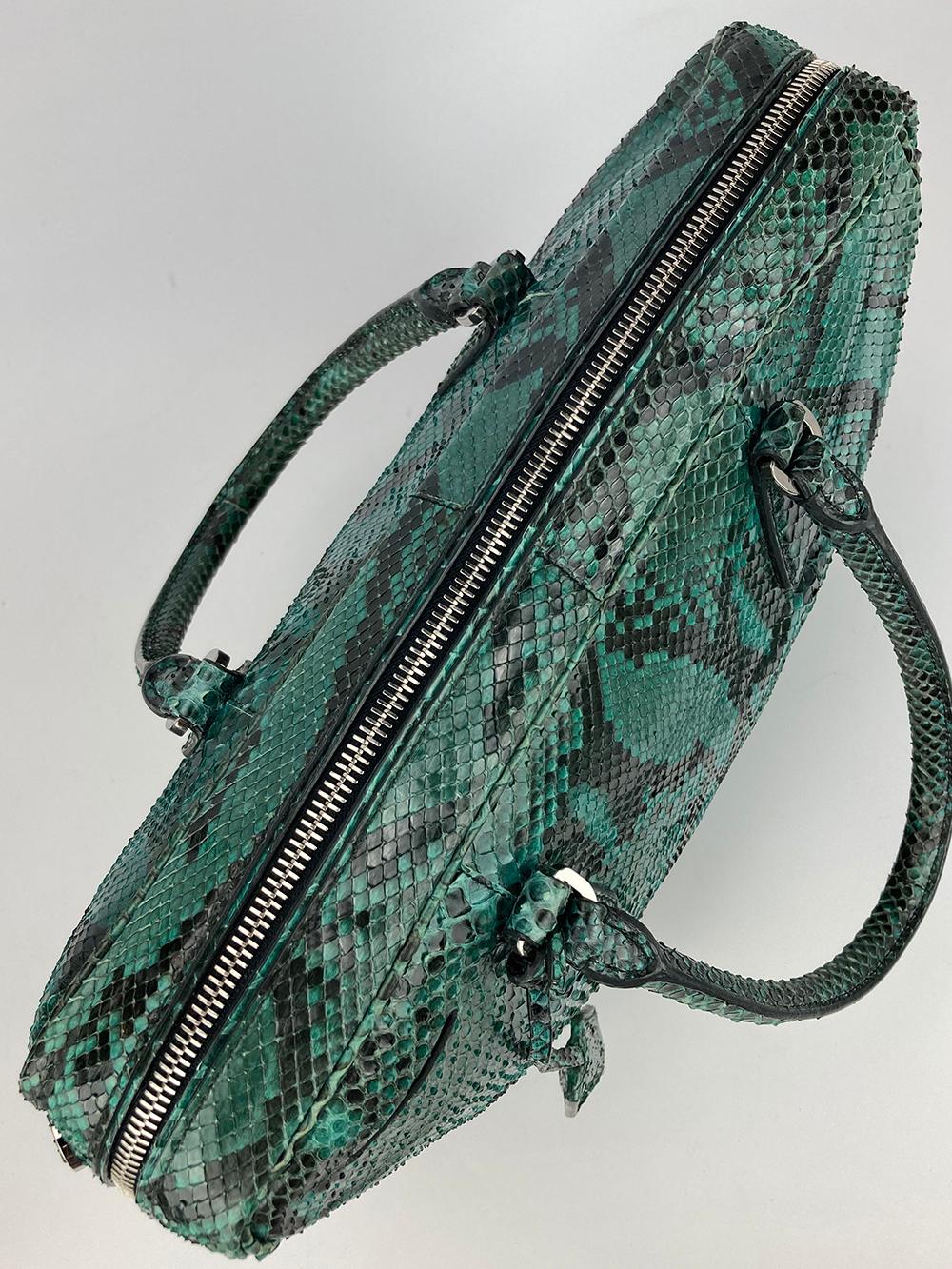 Prada Teal Snakeskin Python Top Handle Tote For Sale at 1stDibs