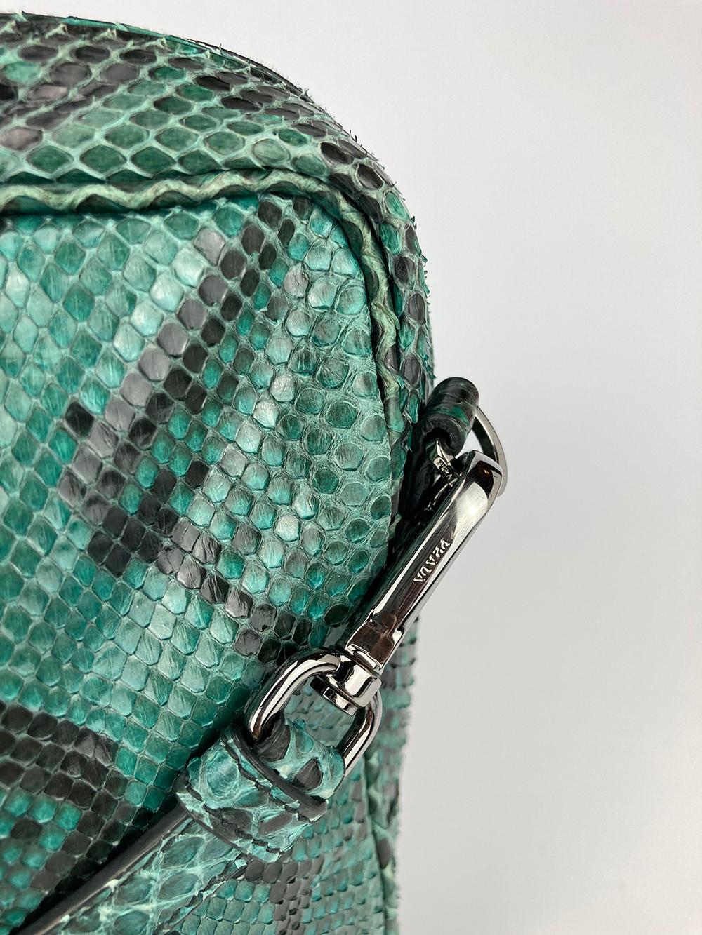 Prada Teal Snakeskin Python Top Handle Tote For Sale at 1stDibs