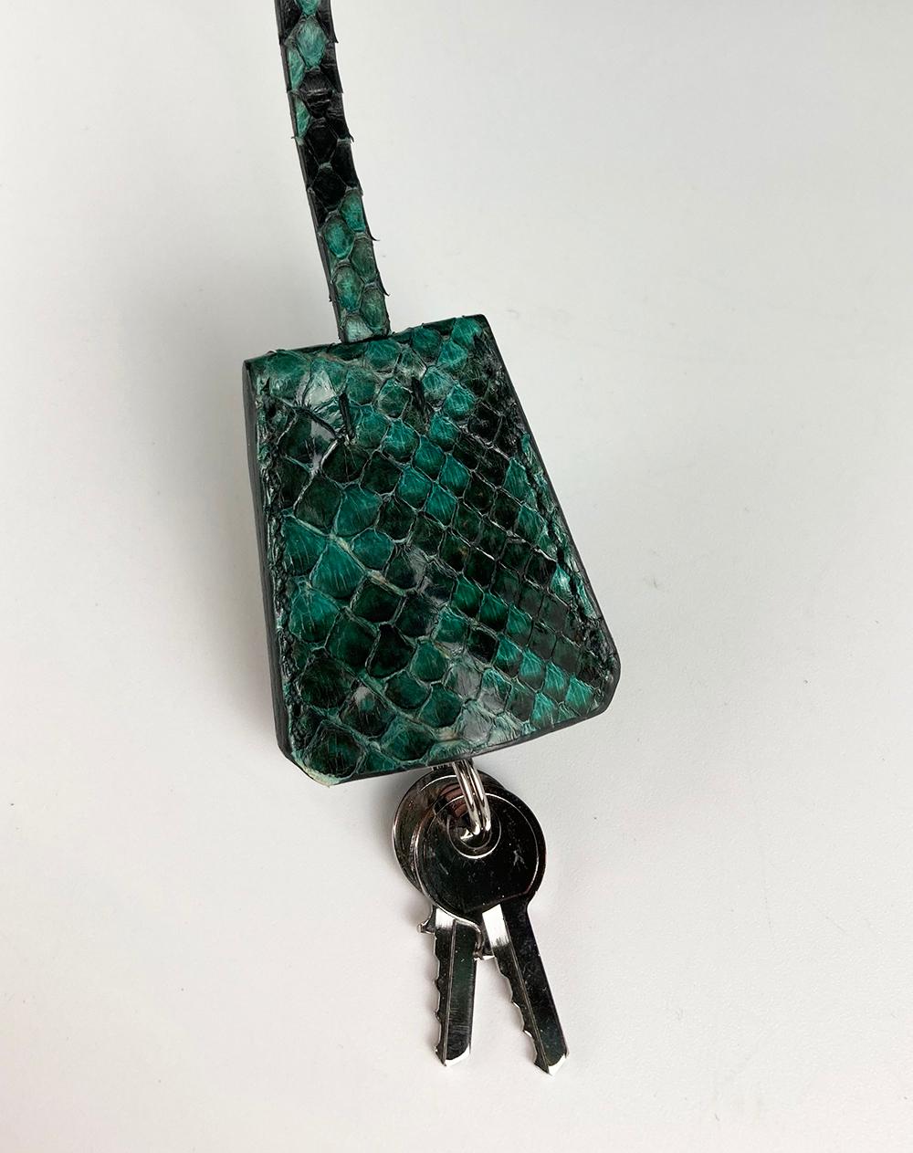 Prada Teal Snakeskin Python Top Handle Tote For Sale at 1stDibs