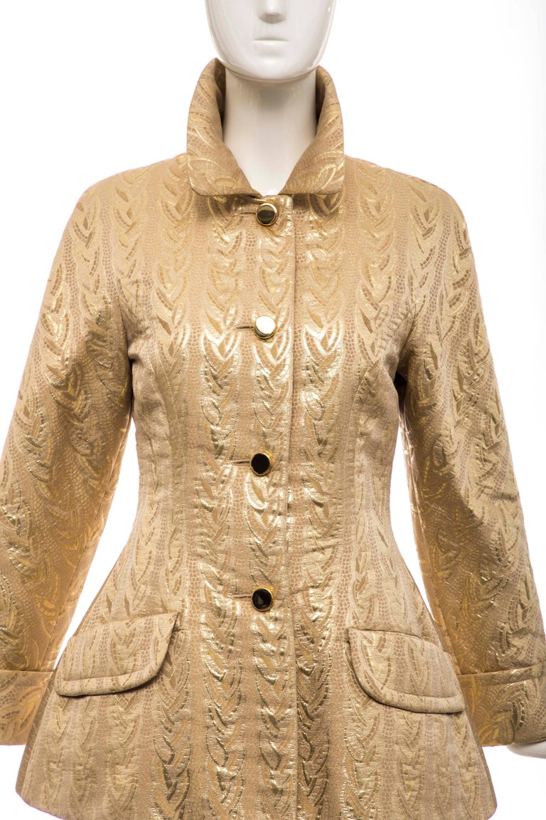 Prada Three Piece Gold Brocade Ensemble, Fall 1992 at 1stdibs