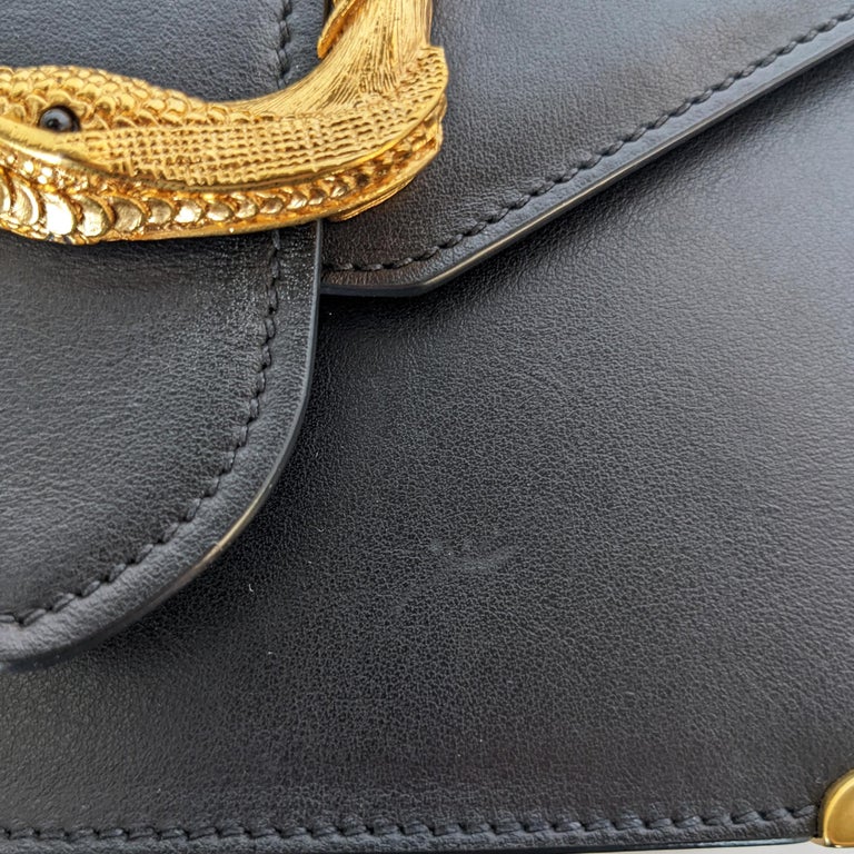 Prada Top Handle Cahier Animalier Serpent Snake Black Leather Shoulder ...