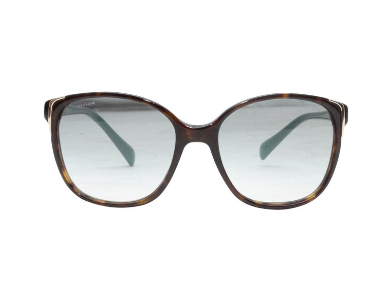 Prada Tortoiseshell and Teal Acetate Sunglasses For Sale at 1stDibs