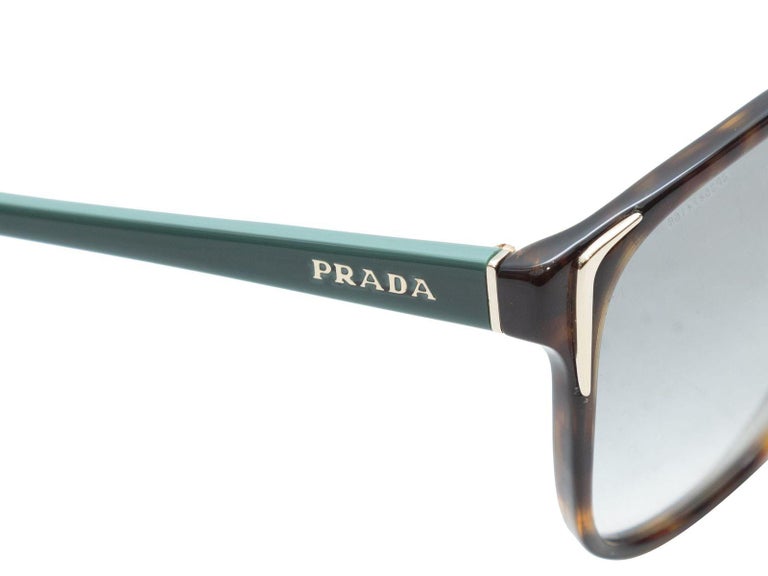 Prada Tortoiseshell and Teal Acetate Sunglasses For Sale at 1stDibs