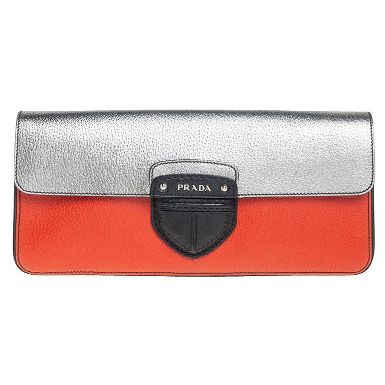 Prada Tri Color Leather Cinghiale Flap Clutch at 1stDibs