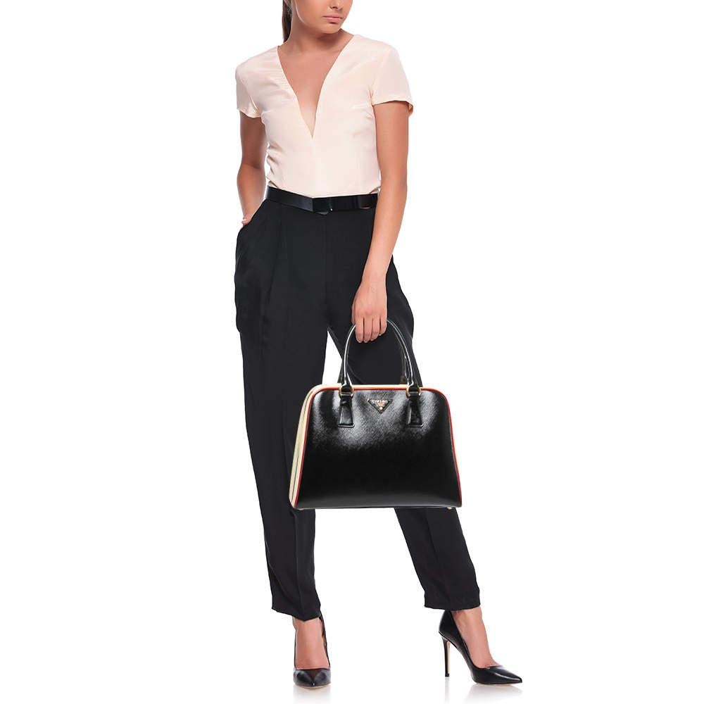 Prada Tri Color Saffiano Patent Leather Pyramid Frame Satchel For Sale ...