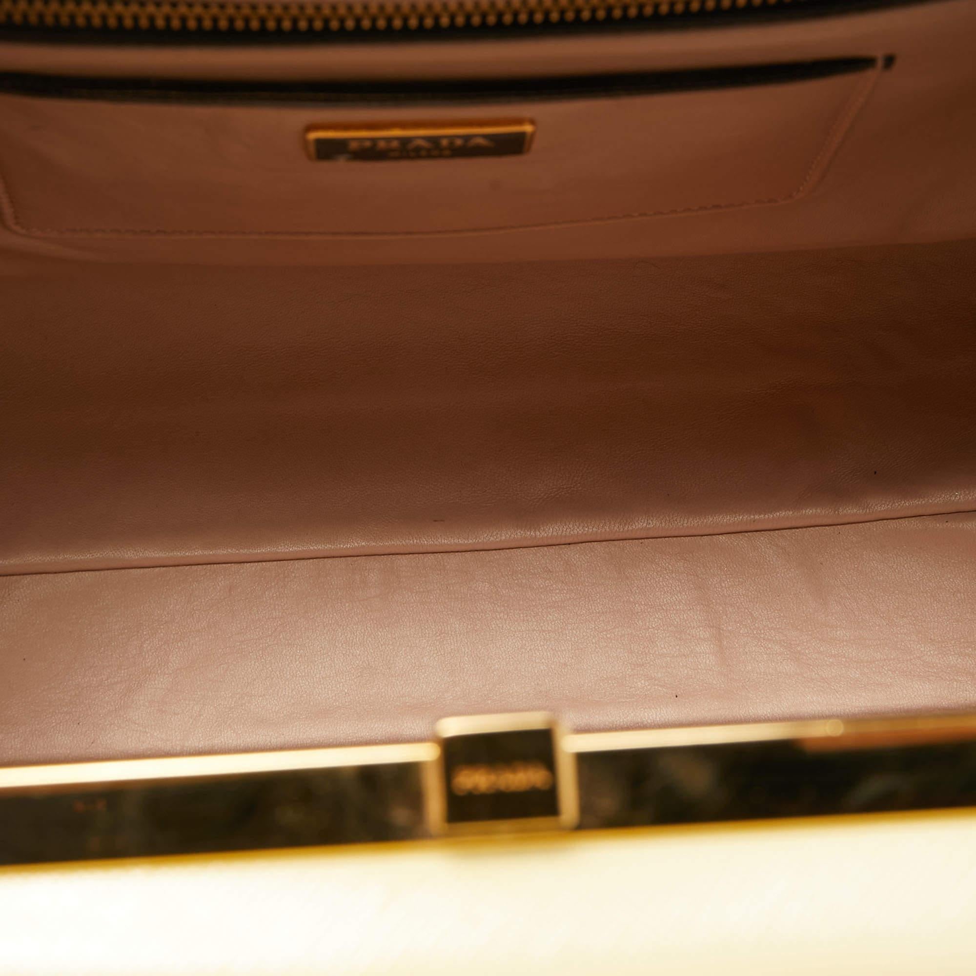 Prada Tri Color Saffiano Patent Leather Pyramid Frame Satchel For Sale ...