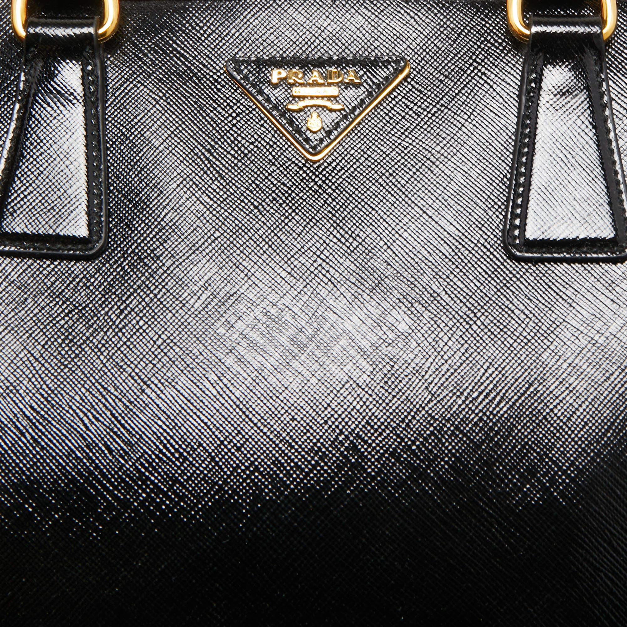 Prada Tri Color Saffiano Patent Leather Pyramid Frame Satchel For Sale ...
