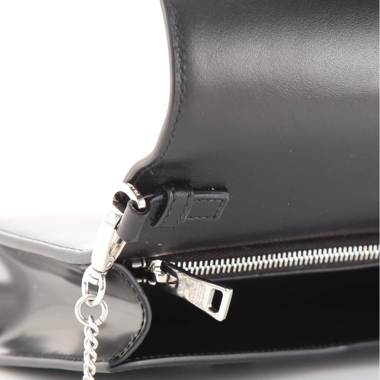 Prada Triangle Logo Plaque Chain Flap Shoulder Bag Spazzolato Leather ...