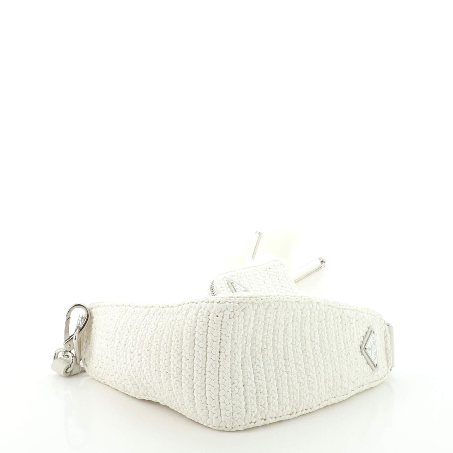 Prada Triangle Logo Zip Crossbody Bag Crochet Raffia Small at 1stDibs ...