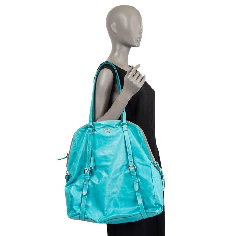 PRADA turquoise blue leather NEW LOOK BAULETTO Shoulder Bag For Sale at ...