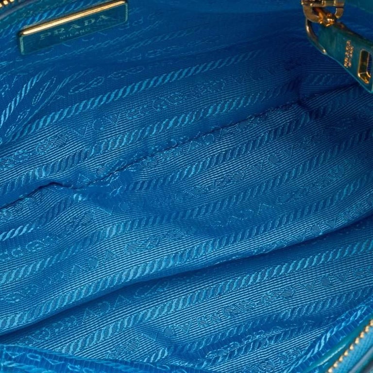 Prada Turquoise Saffiano Leather Mini Galleria Tote For Sale at 1stDibs