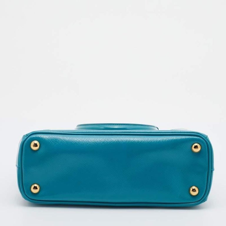 Prada Turquoise Saffiano Leather Mini Galleria Tote For Sale at 1stDibs