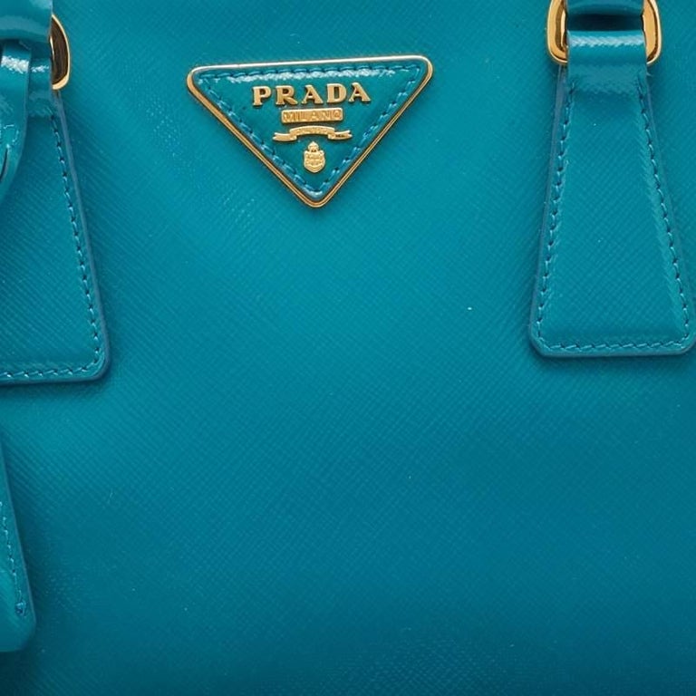 Prada Turquoise Saffiano Leather Mini Galleria Tote For Sale at 1stDibs
