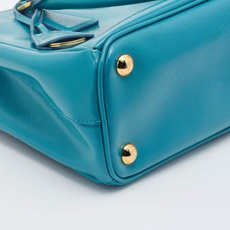 Prada Turquoise Saffiano Leather Mini Galleria Tote For Sale at 1stDibs