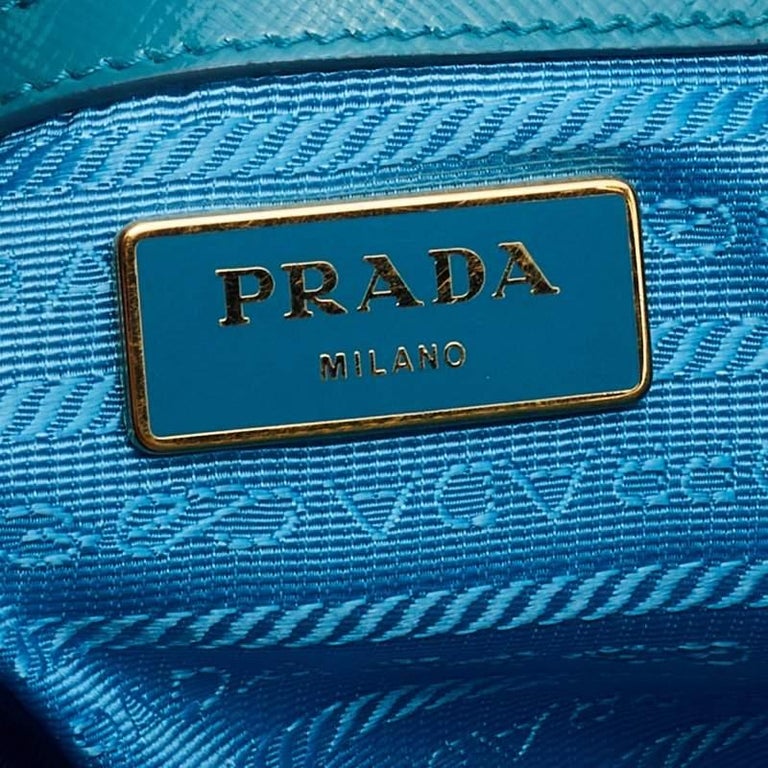 Prada Turquoise Saffiano Leather Mini Galleria Tote For Sale at 1stDibs