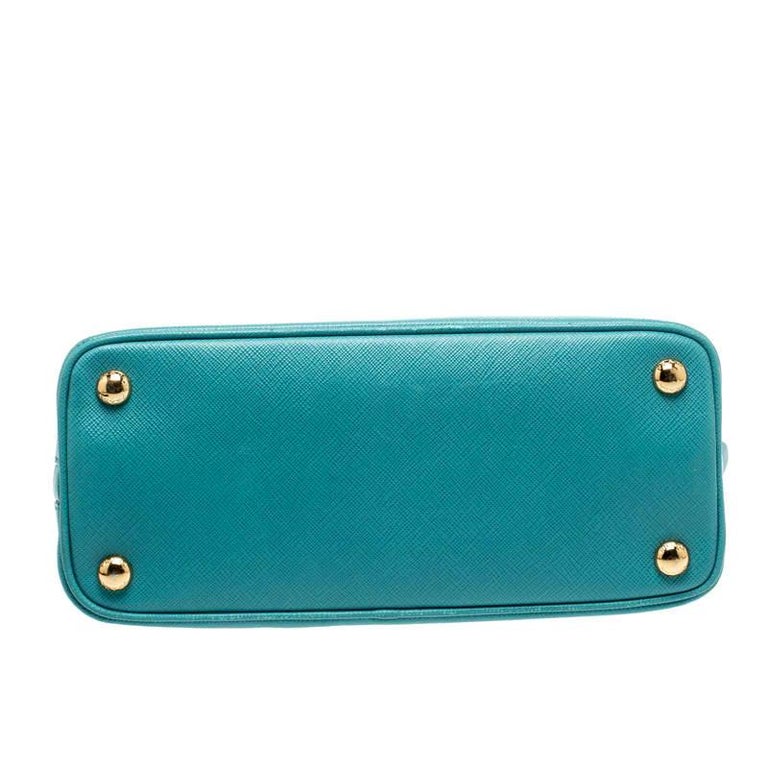 Prada Turquoise Saffiano Lux Leather Small Promenade Crossbody Bag For ...