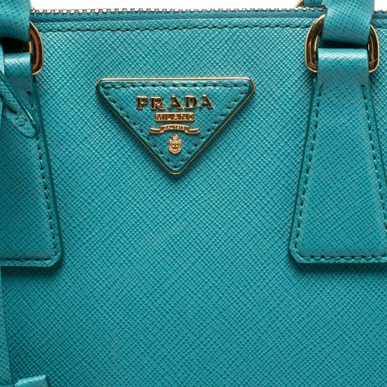 Prada Turquoise Saffiano Lux Leather Small Promenade Crossbody Bag For ...
