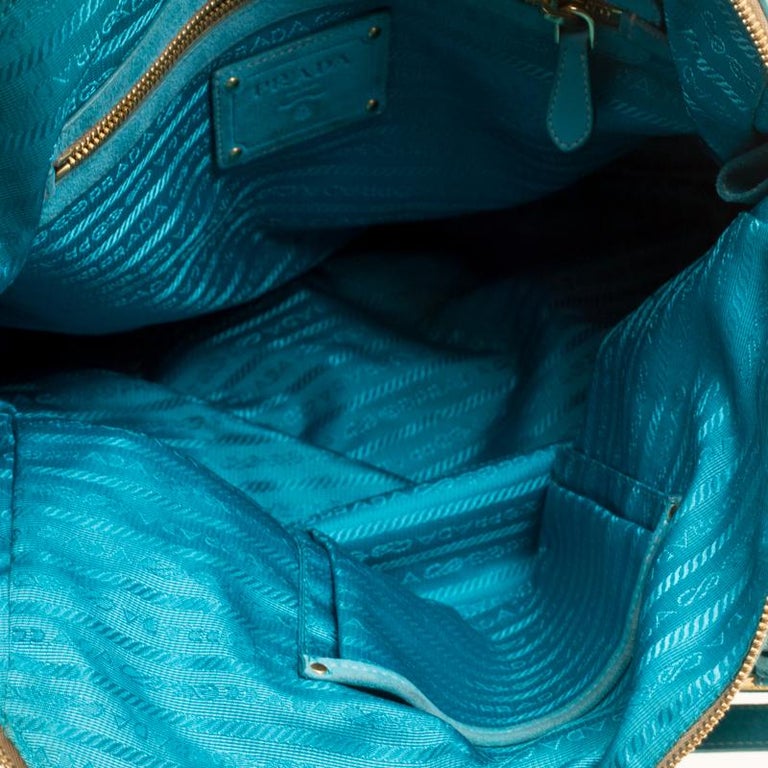 Prada Turquoise Suede New Look Tote For Sale at 1stDibs